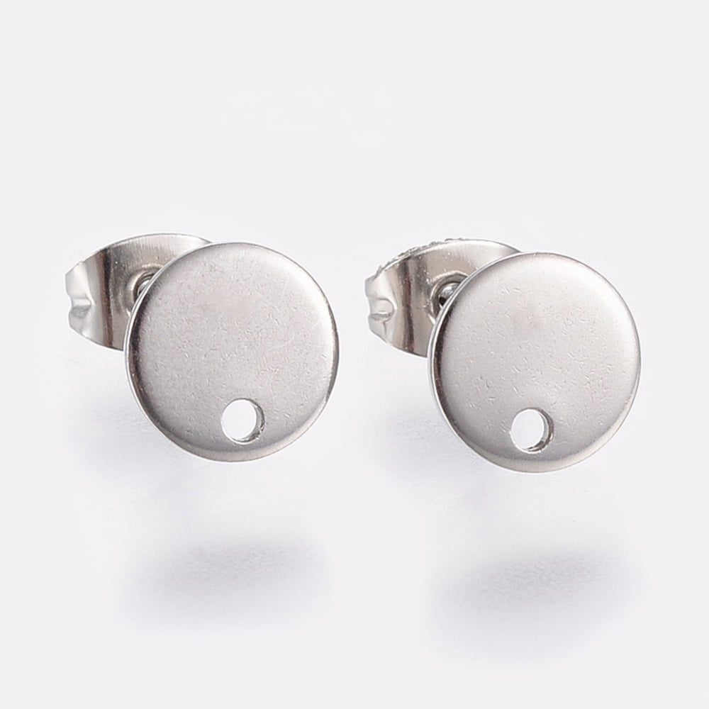 304 Stainless Steel Stud Earring Findings with Loop and Flat Plate Ear ...