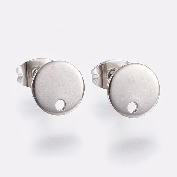304 Stainless Steel Stud Earring Findings with Loop and Flat Plate Ear ...