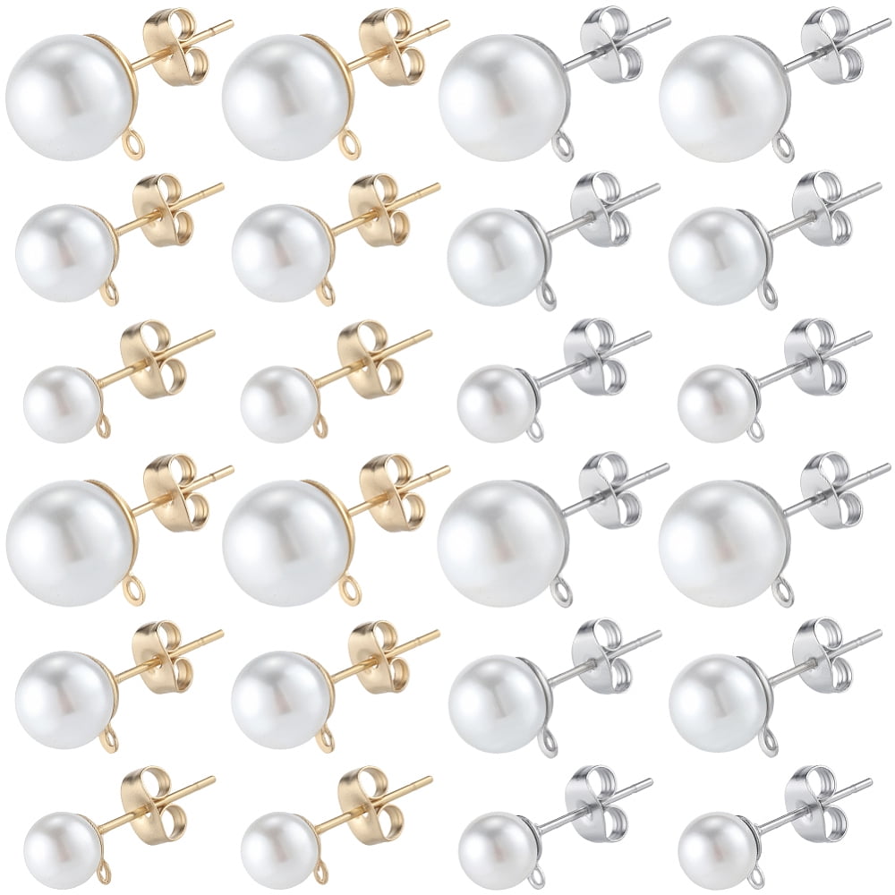 304 Stainless Steel Stud Earring Findings with Resin Imitation Pearl ...