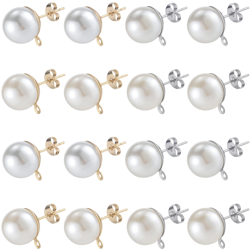 304 Stainless Steel Stud Earring Findings with Resin Imitation Pearl ...