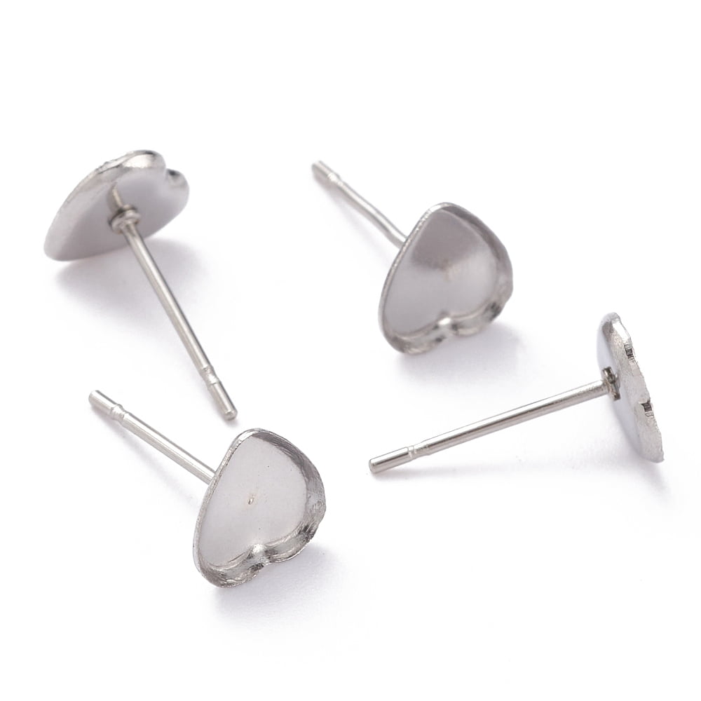 304 Stainless Steel Stud Earring Settings Heart Stainless Steel Color ...