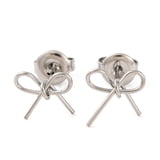 304 Stainless Steel Stud Earrings Bowknot Stainless Steel Color 8x10mm ...