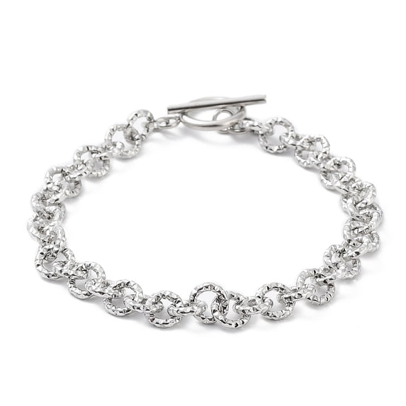 304 Stainless Steel Textured Chain Bracelet Stainless Steel Color 8-1/4 ...