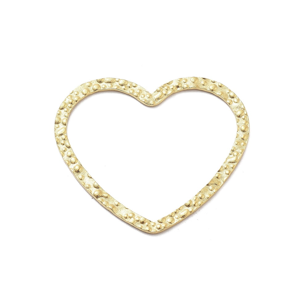 304 Stainless Steel Textured Linking Rings Real 18K golden Plated Heart ...