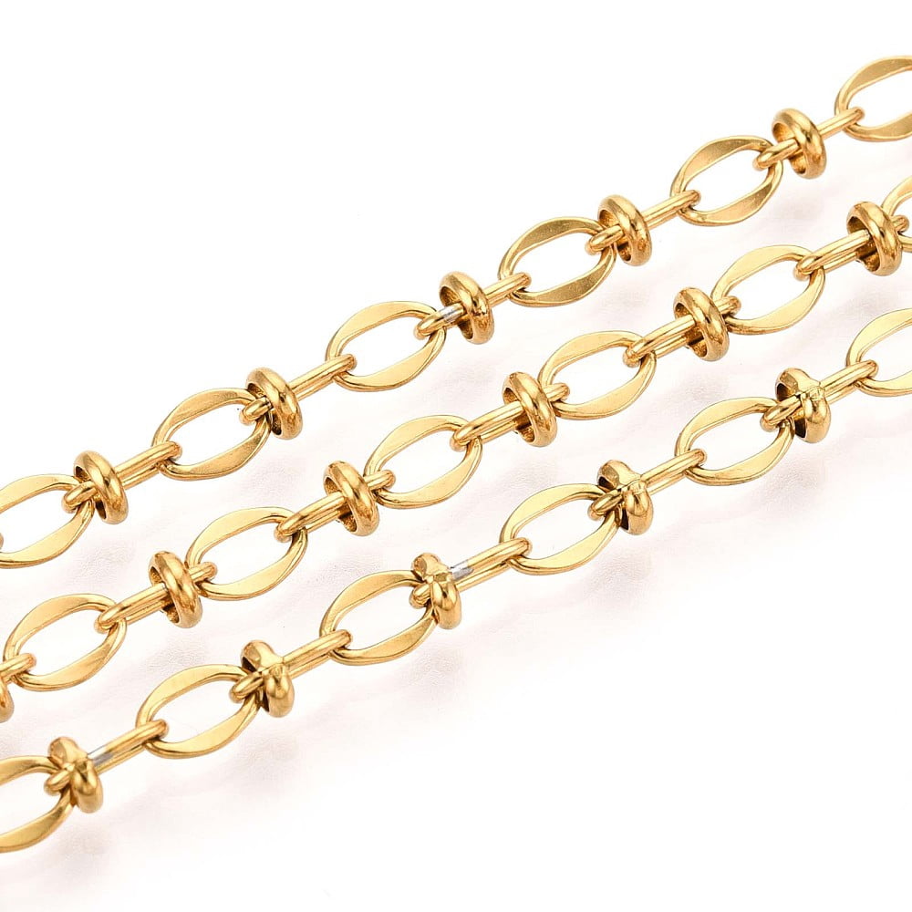 304 Stainless Steel Textured Oval Link Chains Soldered with Spool with ...