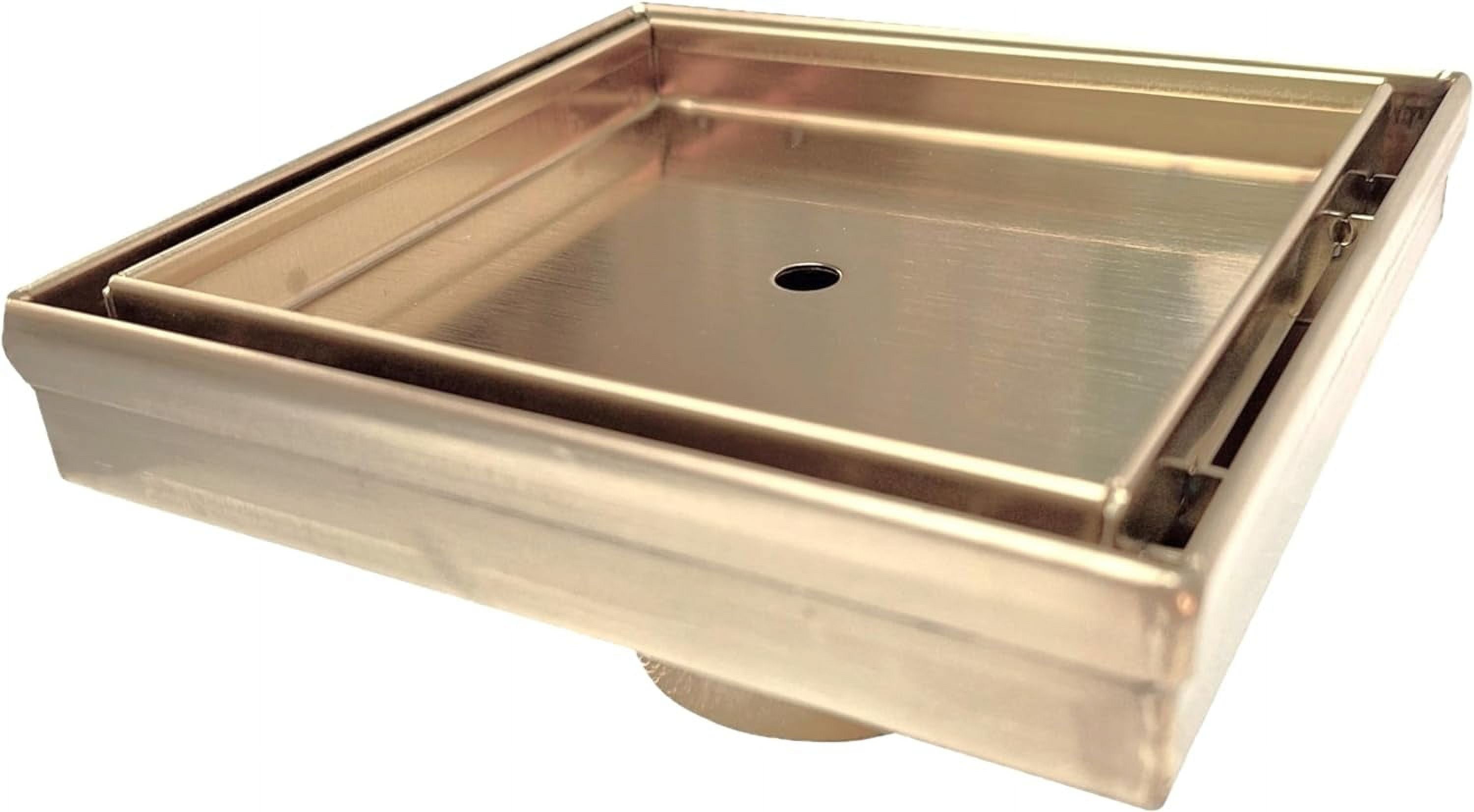 304 Stainless Steel Tile in Square Brushed Gold Shower Drain Kit Hair ...
