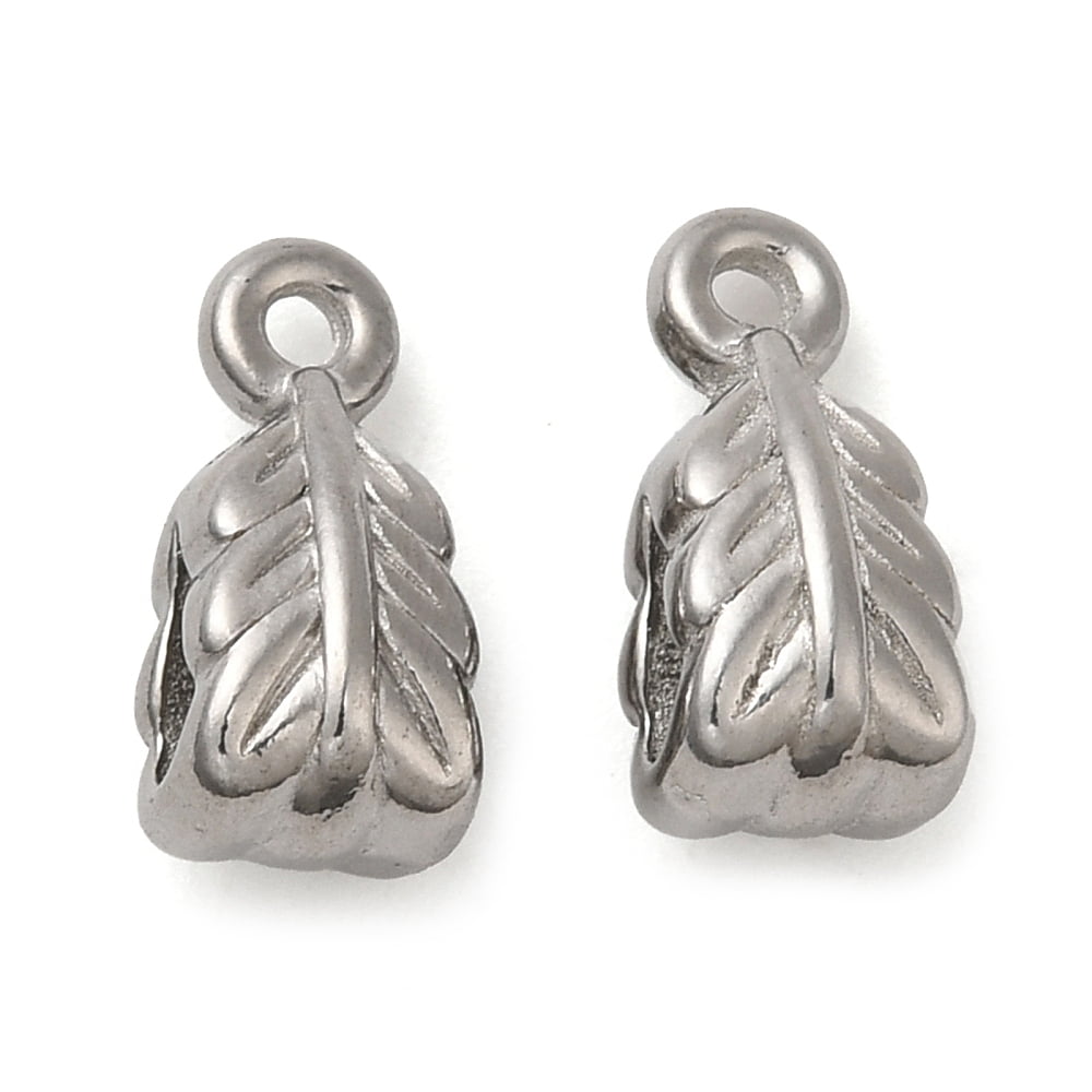 304 Stainless Steel Tube Bails Loop Bails Bail Beads Leaf Stainless ...