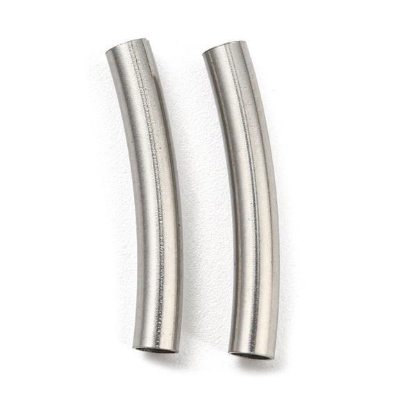 304 Stainless Steel Tube Beads Curved Tube Stainless Steel Color 20x3mm ...