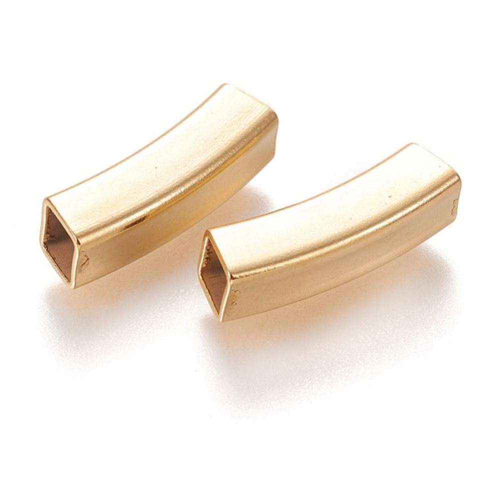 304 Stainless Steel Tube Beads Square Hole Golden 18x5x5mm Hole: 4x4mm ...