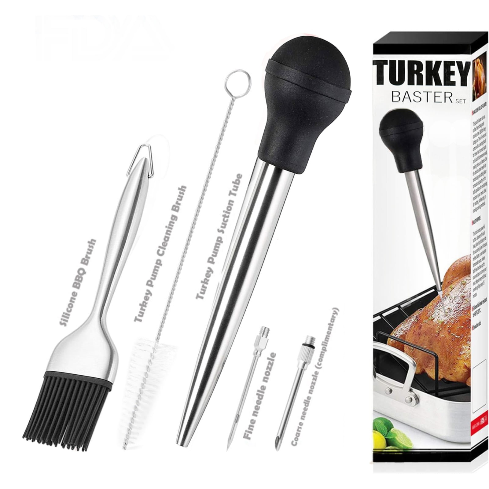 304 Stainless Steel Turkey Baster Kit , Black - Walmart.com