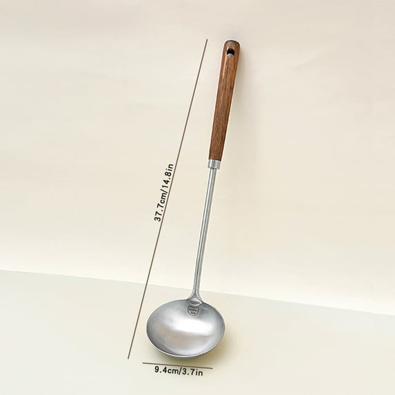 304 Stainless Steel Turner With Wooden Handle Heat-Resistant Long ...