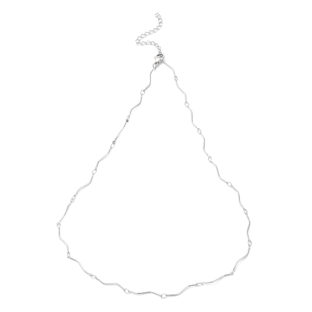 304 Stainless Steel Twist Bar Link Chain Necklace Stainless Steel Color ...