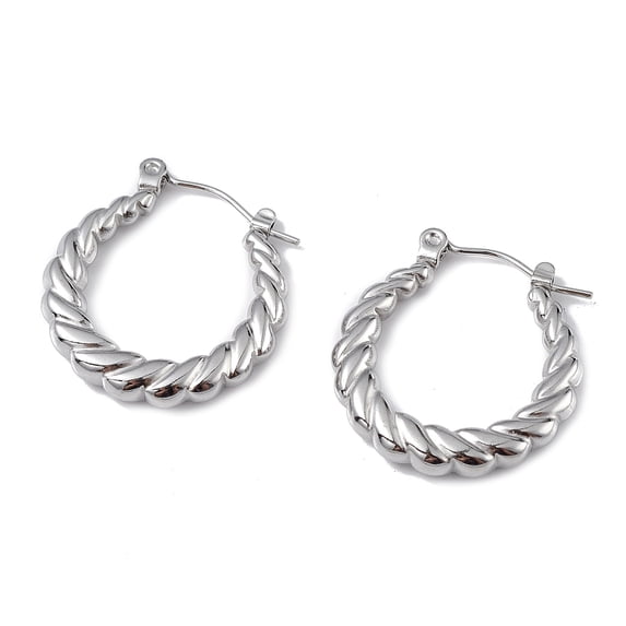 304 Stainless Steel Twist Teardrop Hoop Earrings for Women Stainless ...