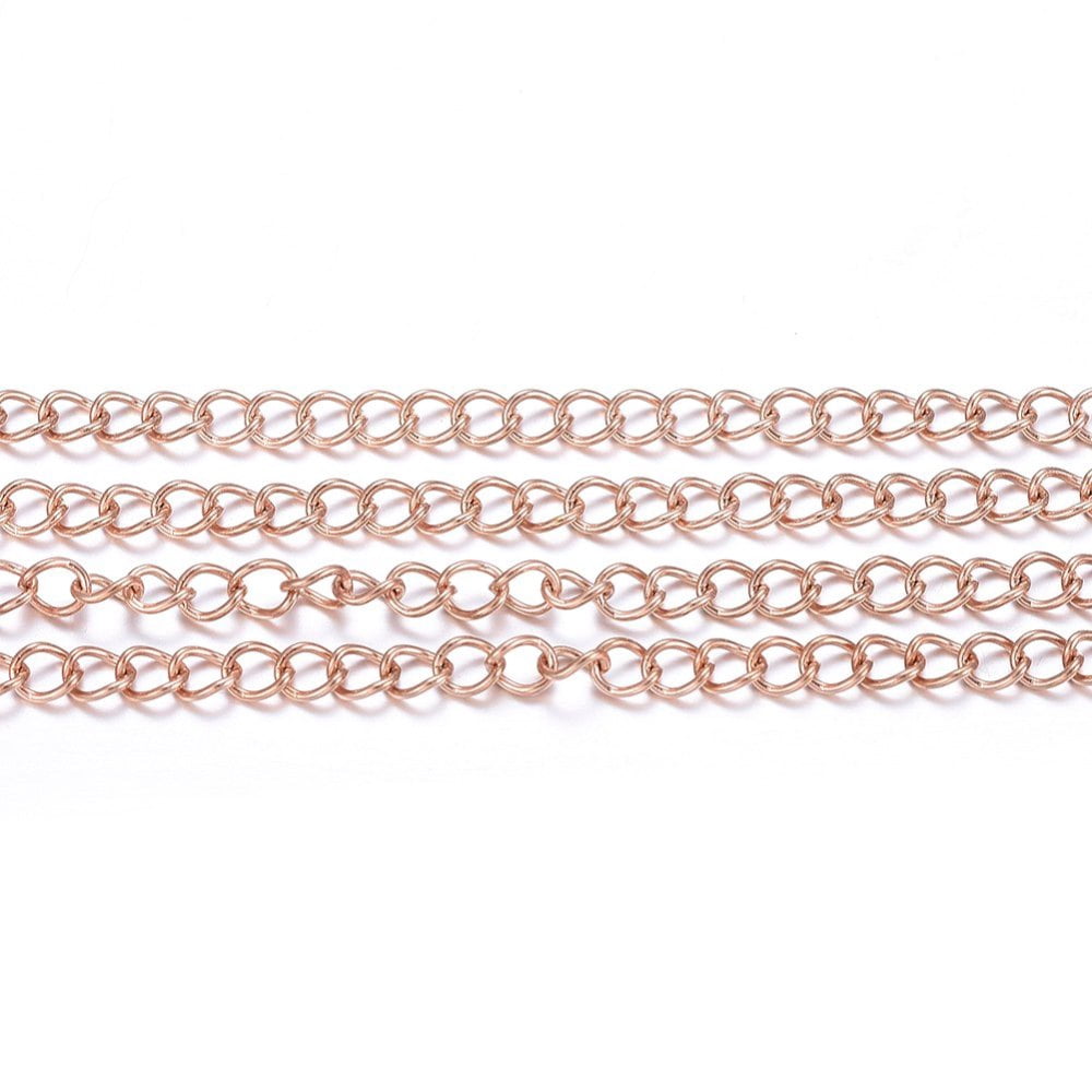 304 Stainless Steel Twisted Chains Curb Chains with Spool Soldered Rose ...
