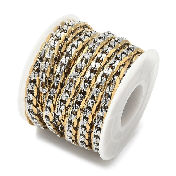 304 Stainless Steel Two Tone Curb Chains Unwelded with Spool Ion ...