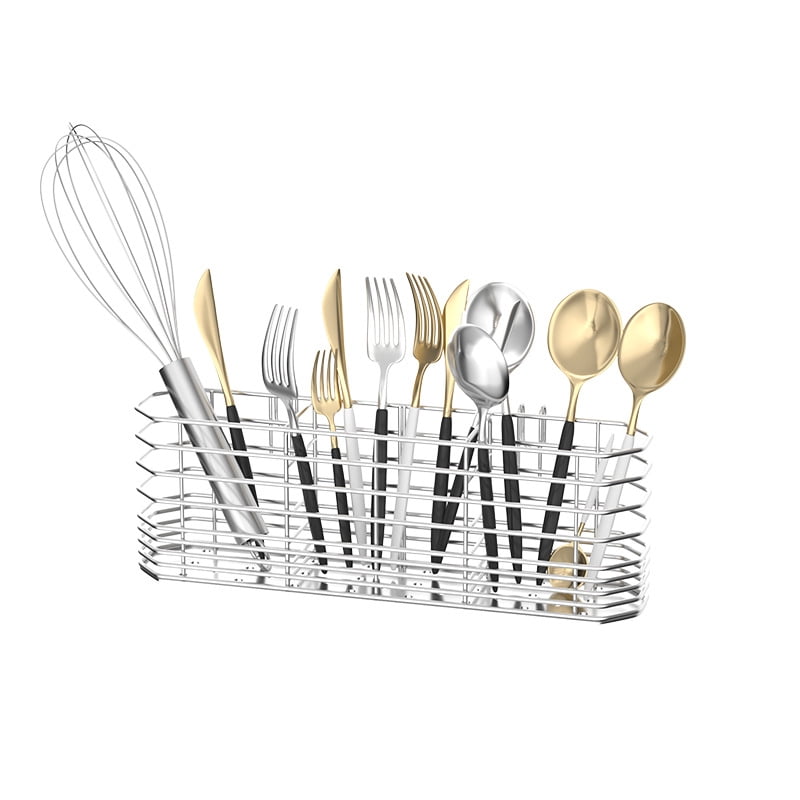 304 Stainless Steel Utensil Holder, Wall Mounted Cutlery Organizer ...