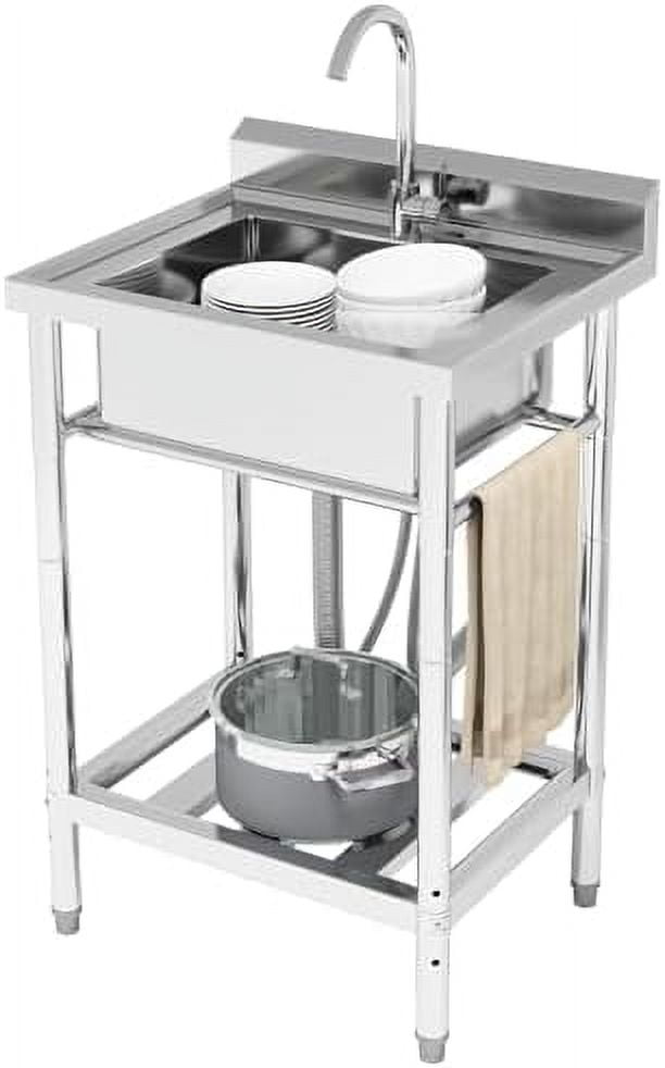 304 Stainless Steel Utility Sink, 22 inch Commercial Kitchen Sink, Free ...