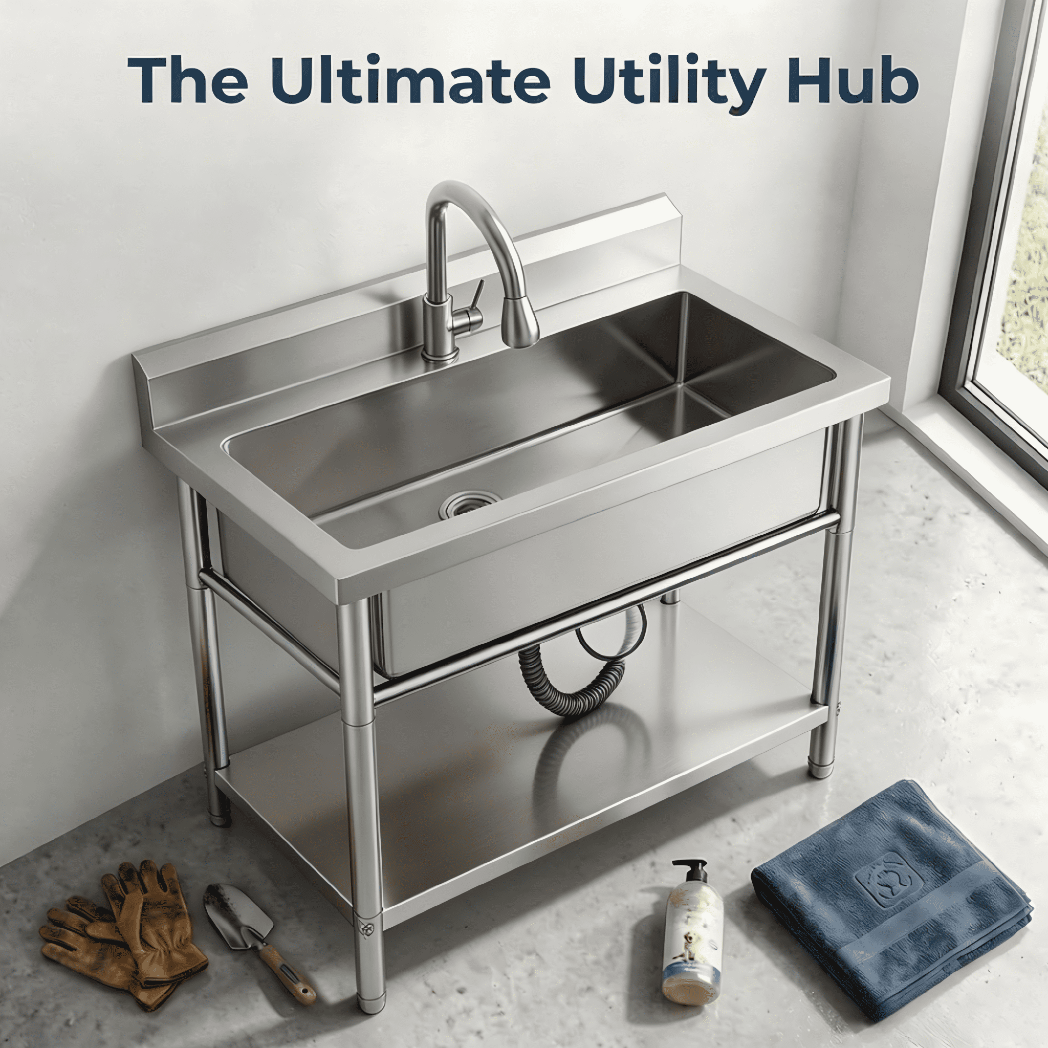 304 Stainless Steel Utility Sink,Kitchen Sink,Laundry Sink,Pet Grooming ...