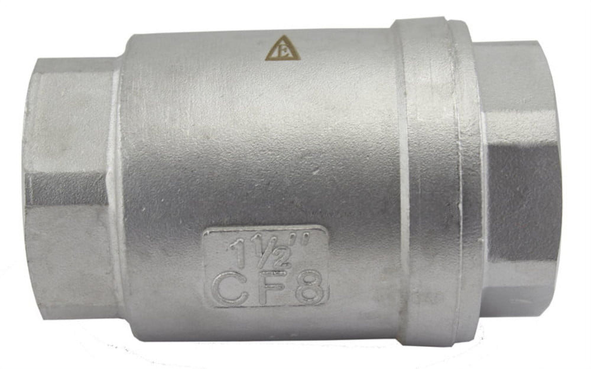 304 Stainless Steel Vertical Check Valve 1-1/2" NPT Spring Loaded In ...