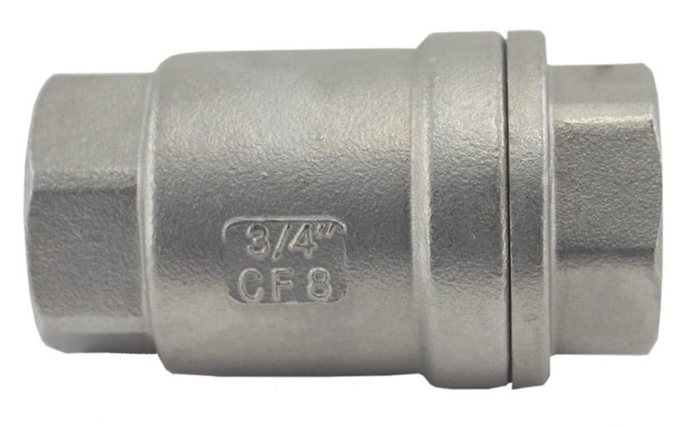304 Stainless Steel Vertical Check Valve 3/4" NPT Spring Loaded In-line ...