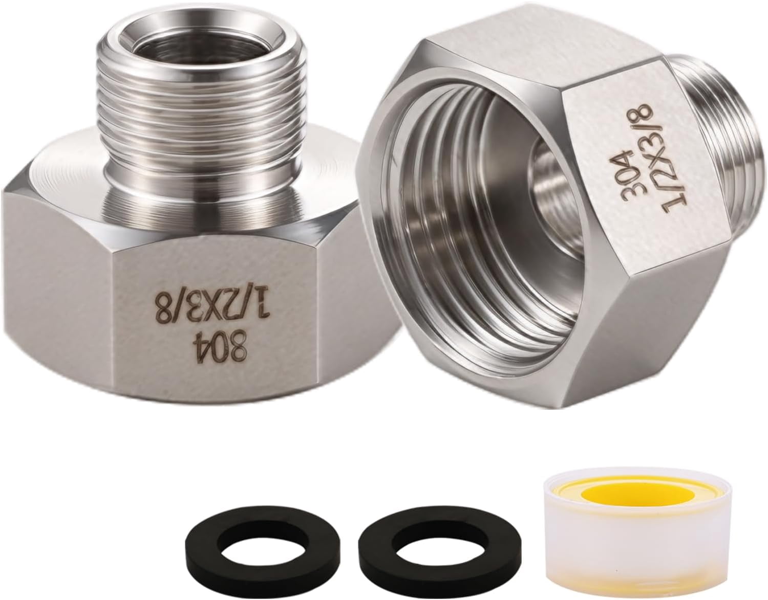 304 Stainless Steel Water Line Adapter （Lead-Free）,1/2Female to 3/8 ...