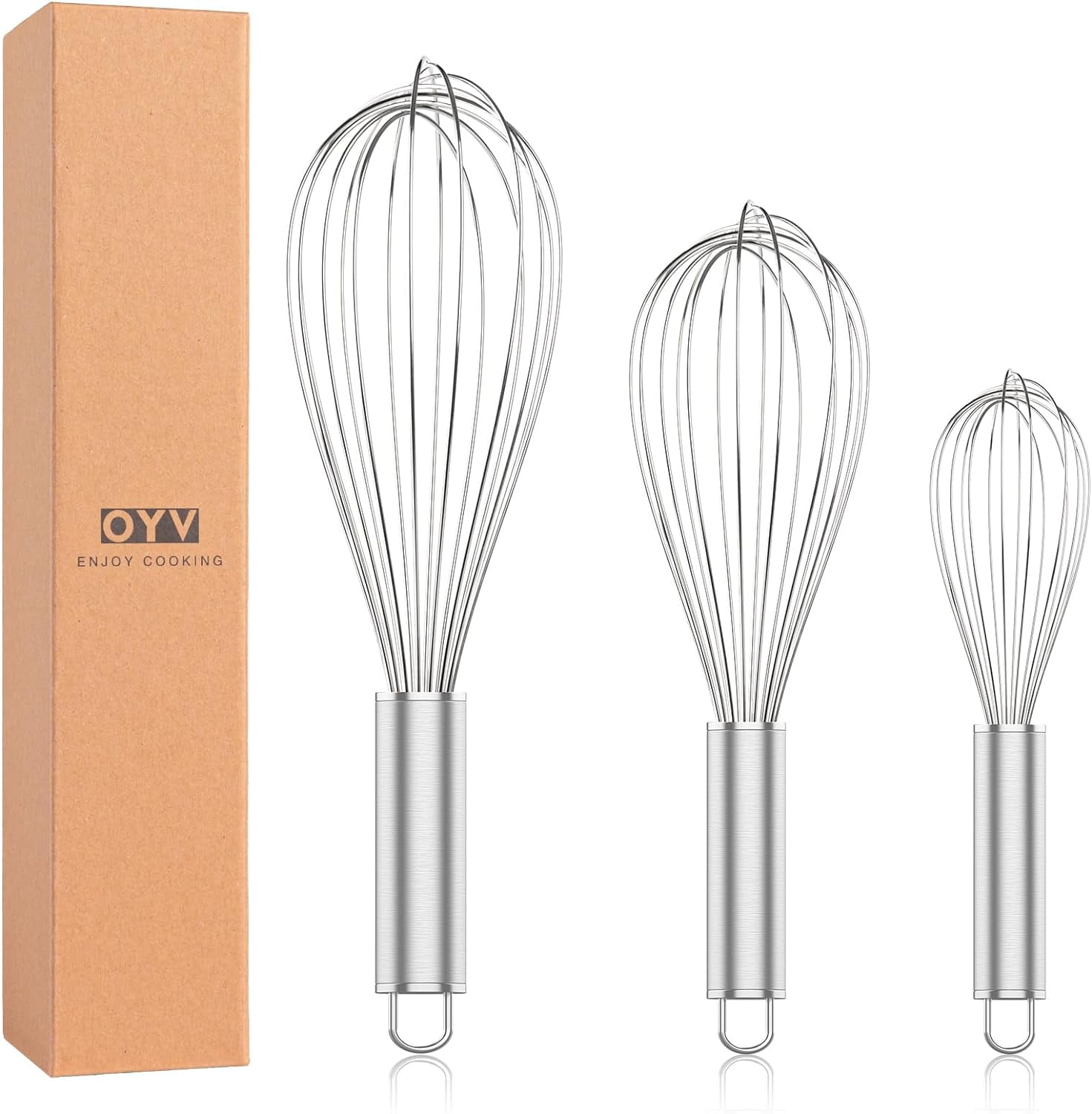 304 Stainless Steel Whisk Set, Dishwasher Safe Rustproof Metal Whisk ...