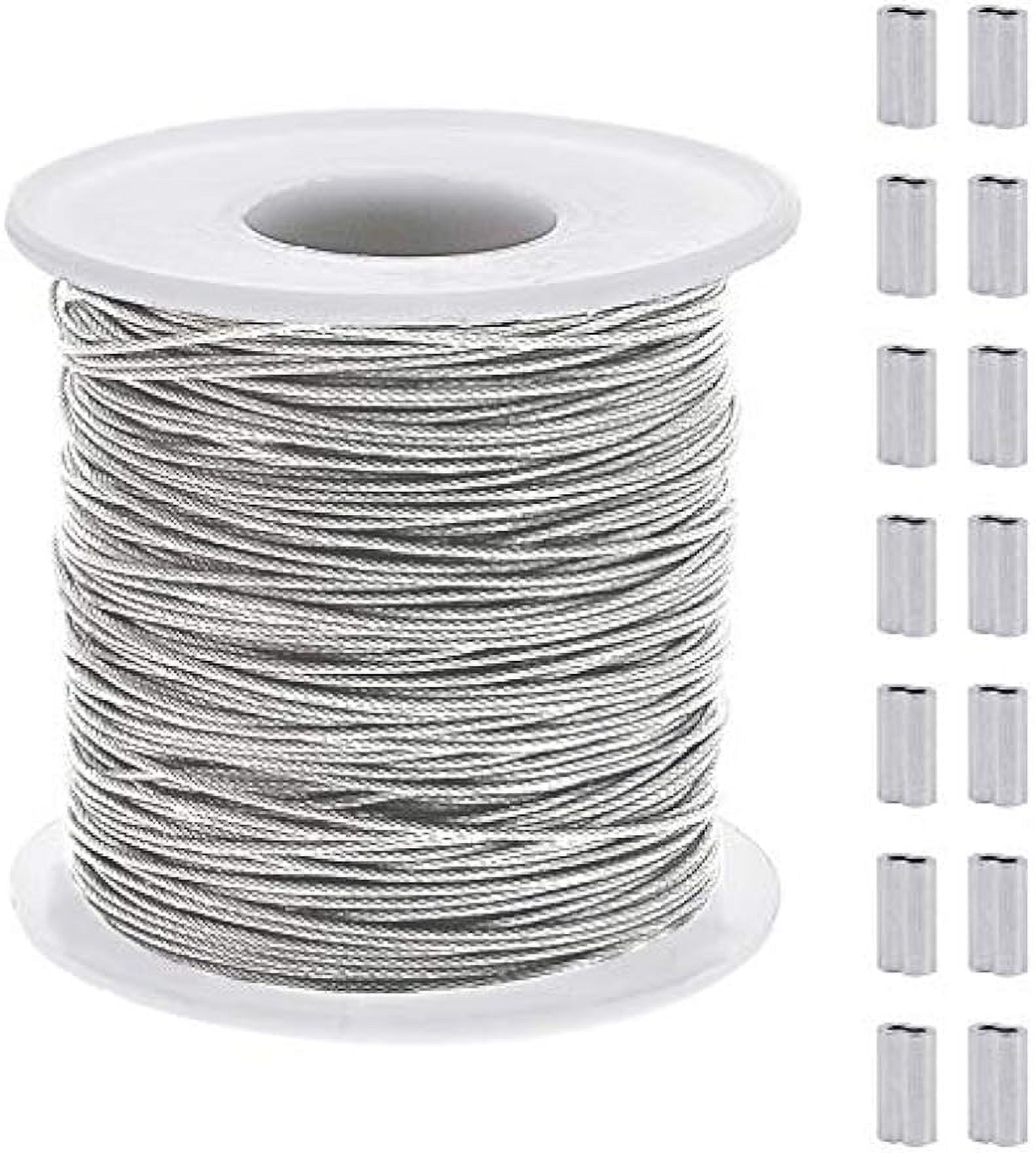 304 Stainless Steel Wire Cable 393 Ft Length 1/32 Wire Rope with 50 Pcs ...