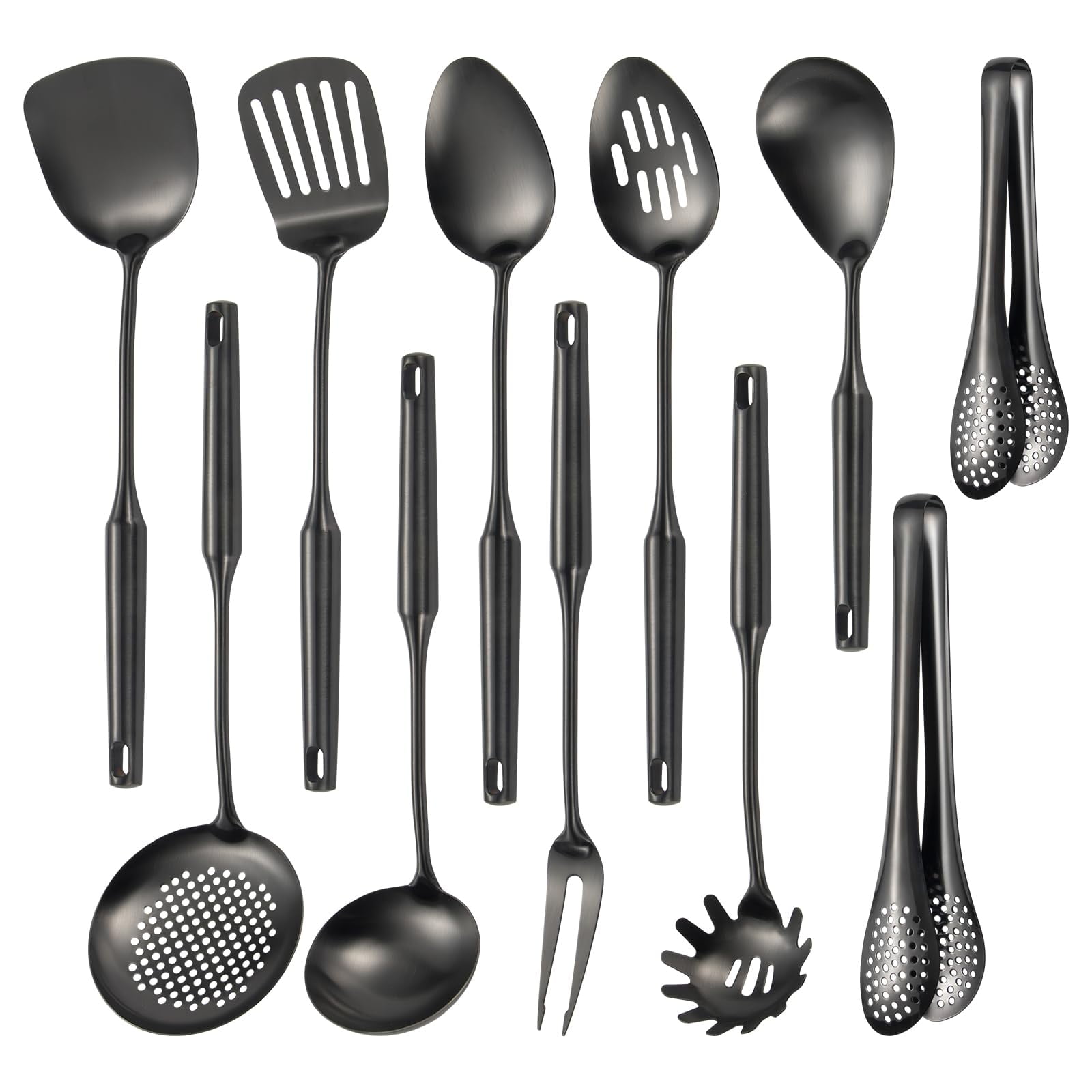 304 Stainlss Steel Matte Kitchen Utensils Set, 11 Pcs Long Metal ...