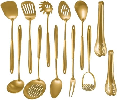 304 Stainlss Steel Matte Kitchen Utensils Set, 12 Pcs Long Metal ...