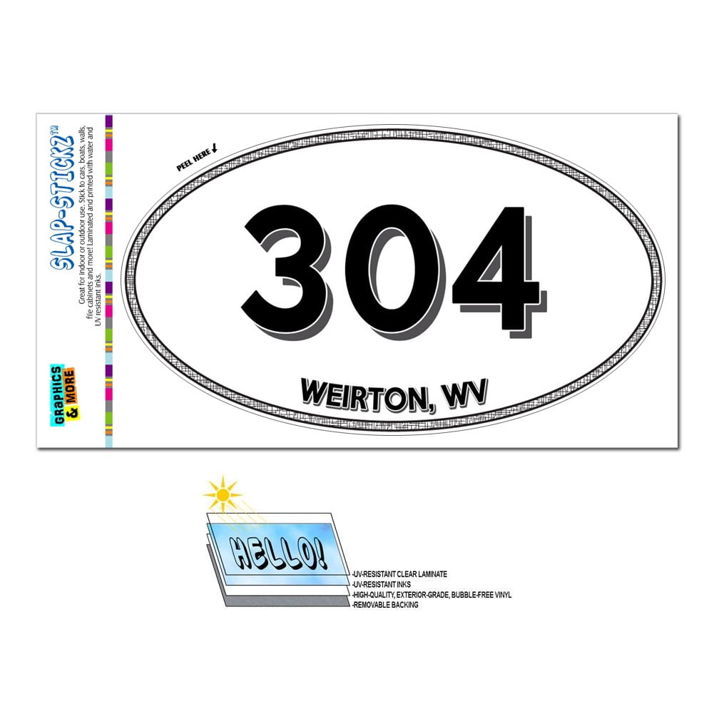 304 - Weirton, WV - West Virginia - Oval Area Code Sticker - Walmart.com