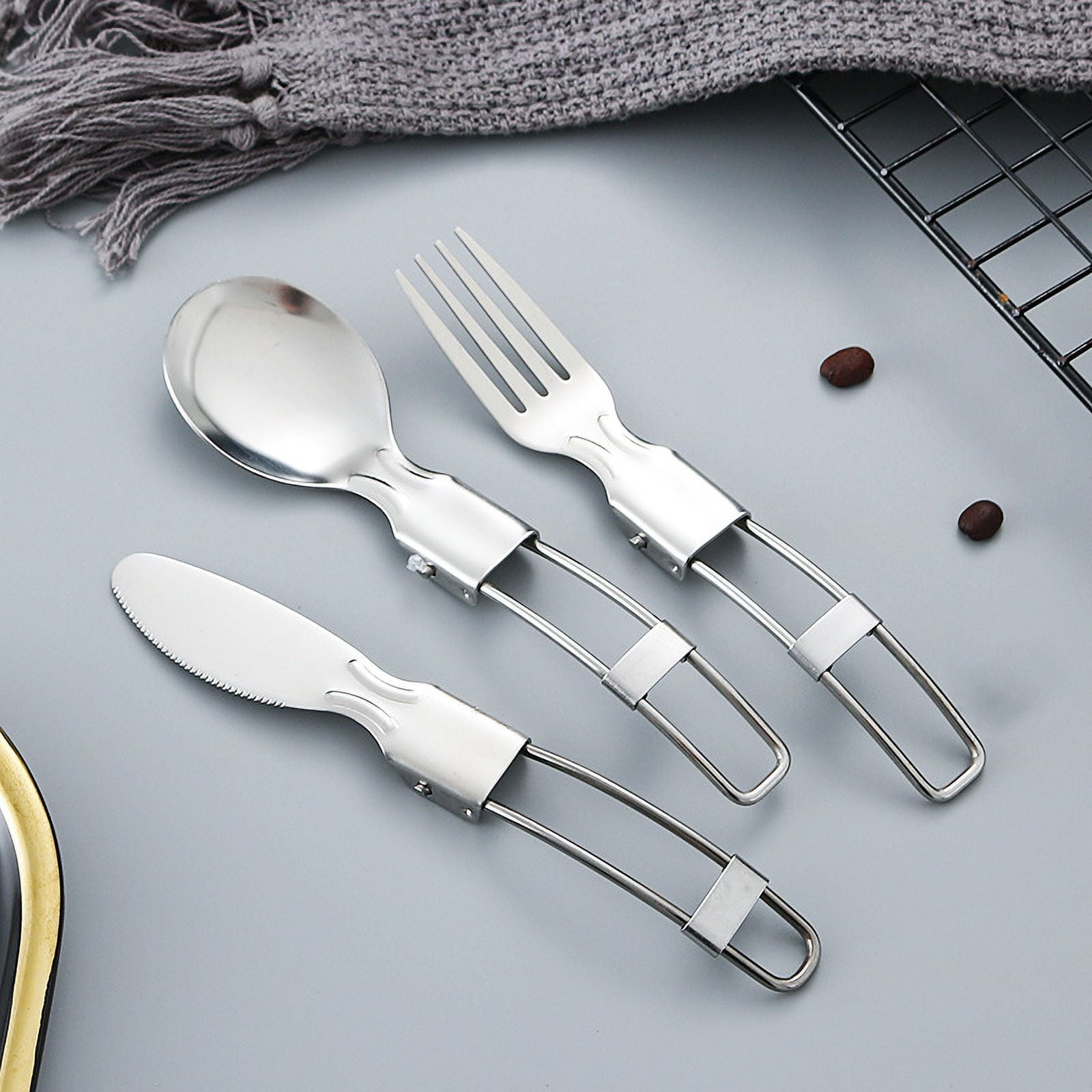 304 folding tableware suit salad spoon Fork chopsticks folding spoon ...
