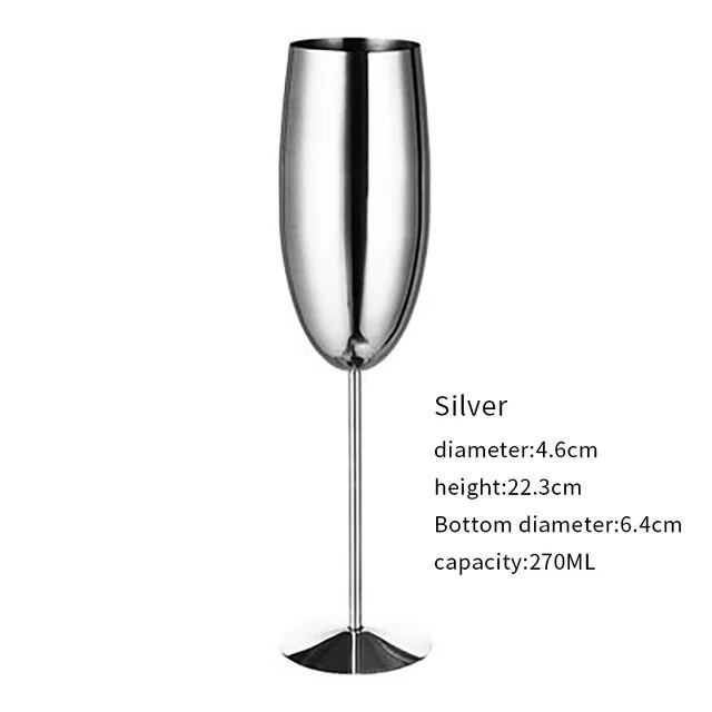 304 stainless steel Champagne Cup Wine Glass Flute Champagne Cup silver ...