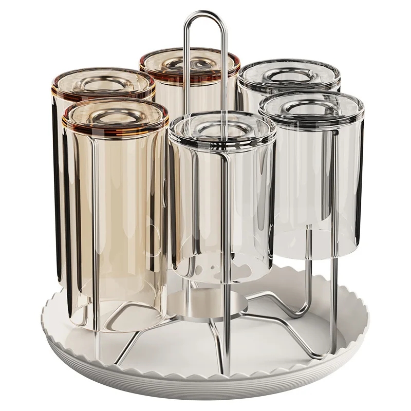 304 stainless steel Glass Cup Storage Rack with Drain Tray Kitchen ...