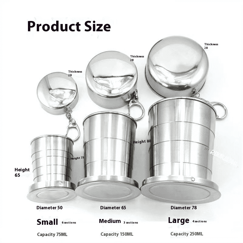 304 stainless steel compressed water cup outdoor travel foldable water ...