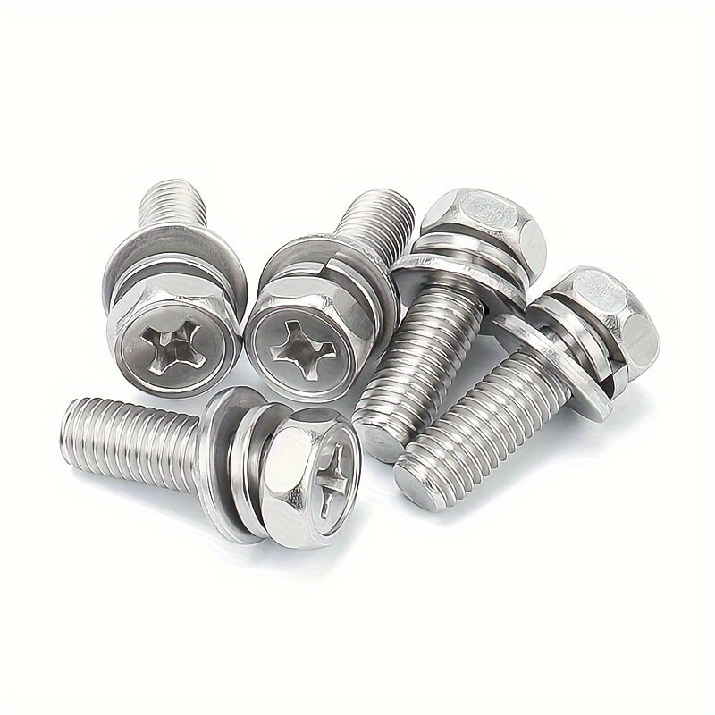 304 stainless steel cross external hexagonal combination screw flat ...