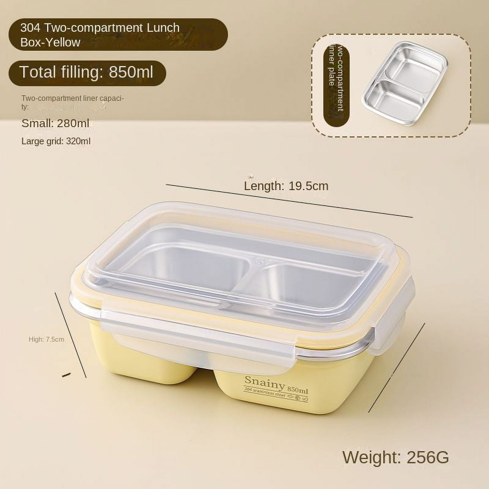 304 stainless steel lunch box food grade microwave heating office worker compartment lunch box ...