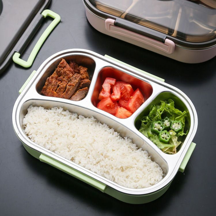 304 stainless steel lunch box student canteen meal tray office worker portable sealed ...