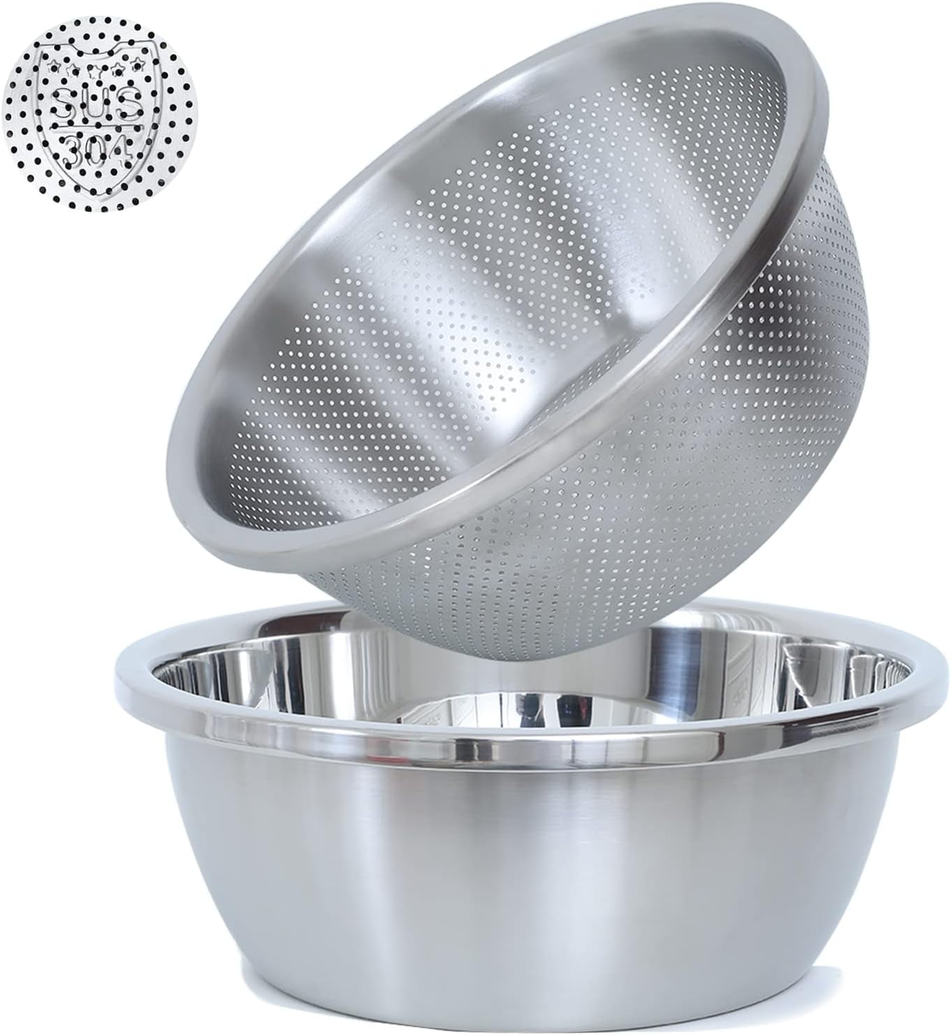 304 stainless steel microporous spoon, 2QT large capacity mixing bowl ...