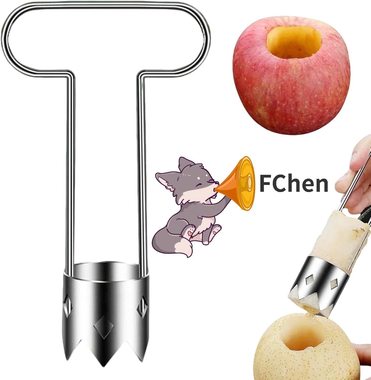 304 stainless steel pear core remover, fruit and apple core remover, vegetable core extraction ...