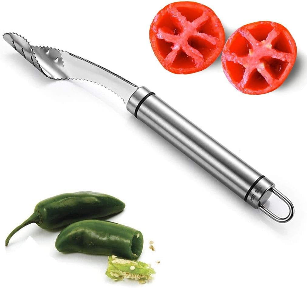 "PUROSUR Jalapeno Pepper Corer Tool, Stainless Steel Seed Remover with ...