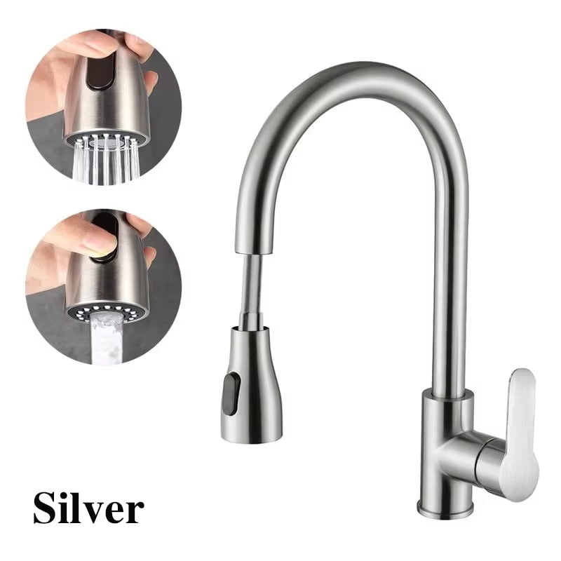 304 stainless steel pull-out automatic rebound dual-mode water outlet ...