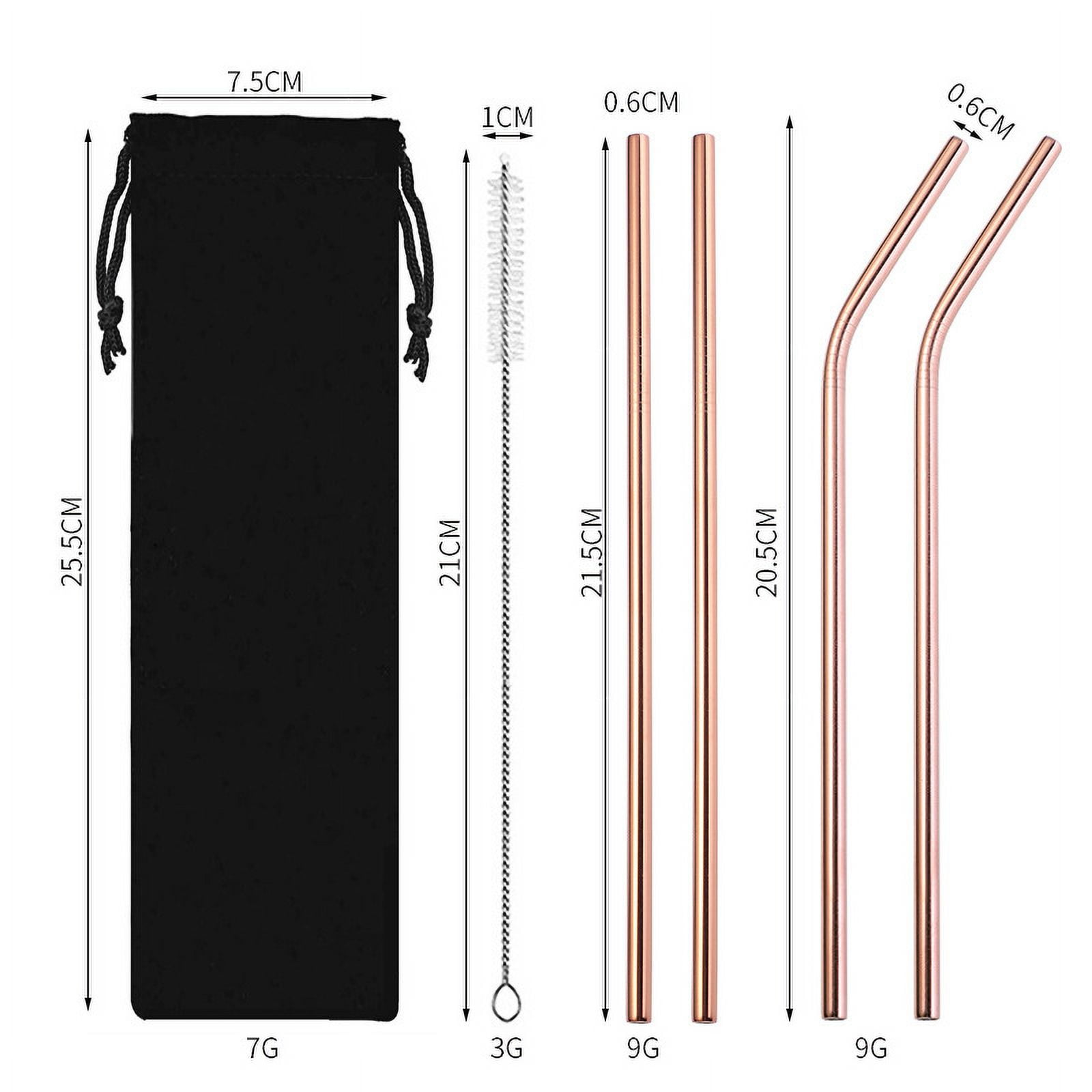 304 stainless steel straw set titanium color metal drinking tube coffee ...