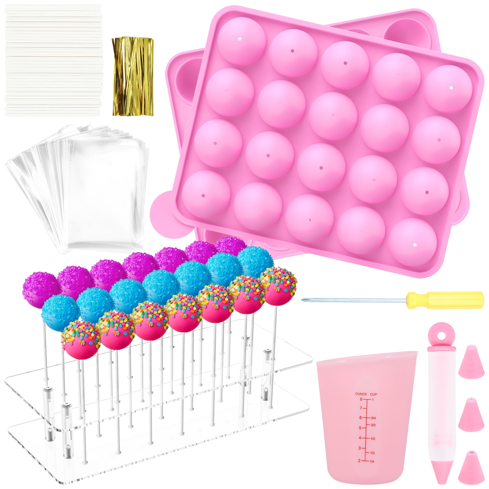 304Pcs Cake Pop Kit 20 Cavity Silicone Lollipop Molds Food Grade Cake ...