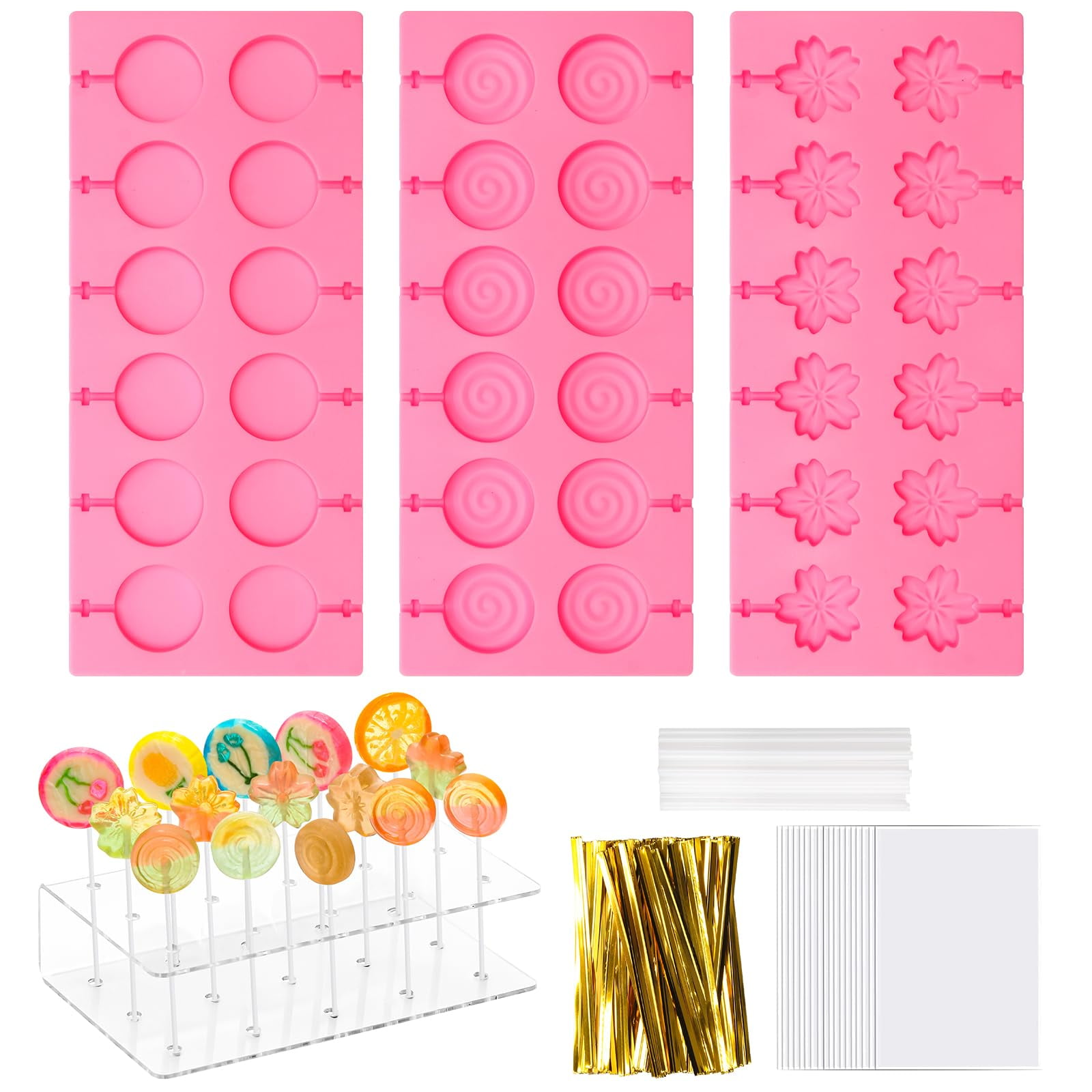 304Pcs Silicone Lollipop Molds Kit, Plutput Lollipop Maker Molds Set ...