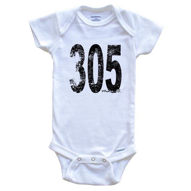 305 Miami Florida Area Code Baby Bodysuit - One Piece Baby Bodysuit, 6 ...