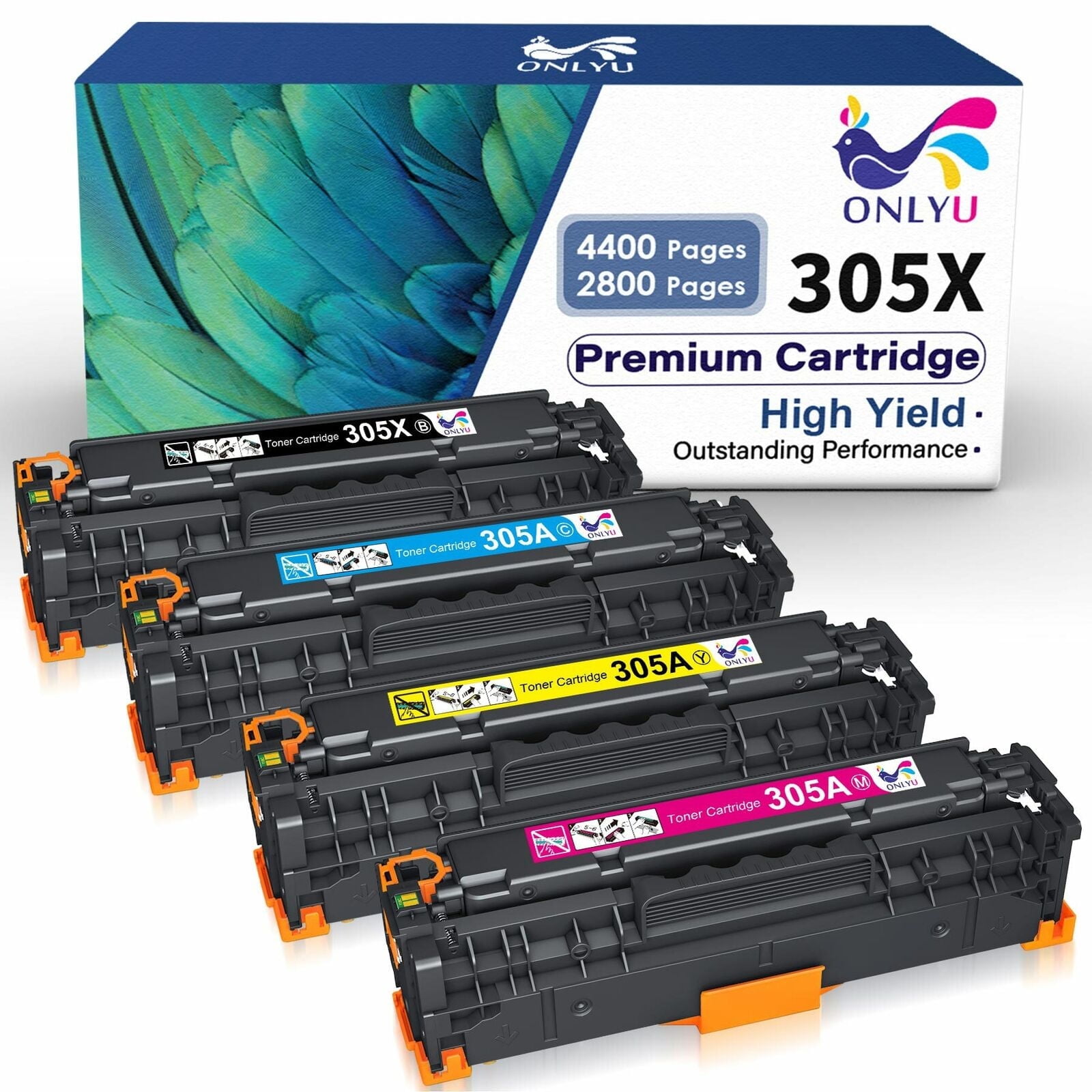 ONLYU 4-Pack Compatible 305X Toner Cartridges for HP Pro 400 Color M451 ...