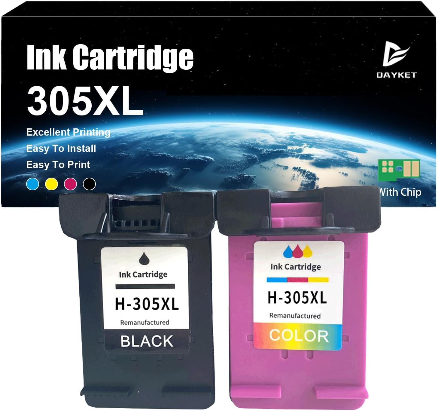 305XL Ink Cartridges Compatible for HP 305XL BK 305XL C Ink Cartridge ...