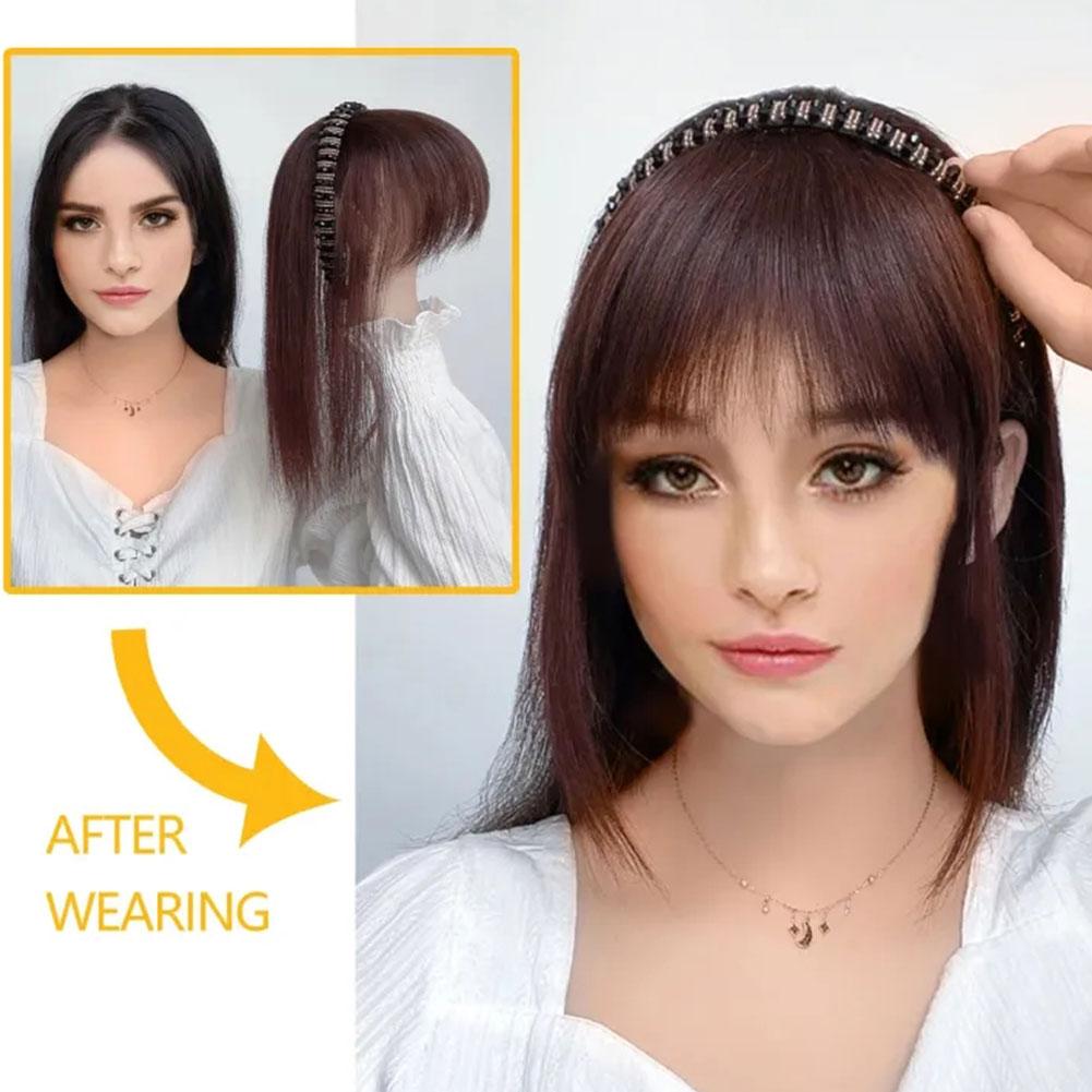 306 straight hair light brown 40cm rhinestone headband bangs one-piece ...