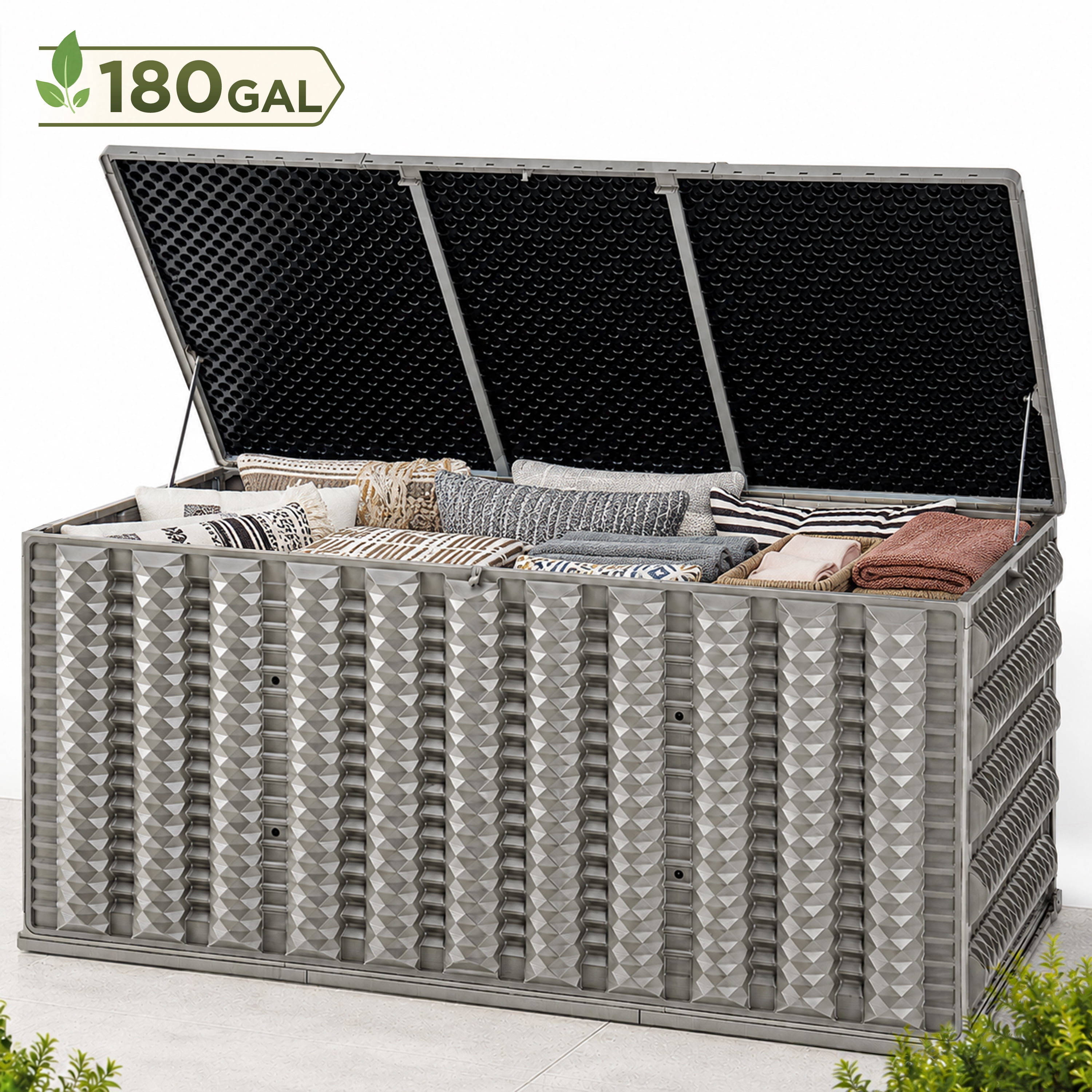 Seizeen Outdoor Storage Box, 130GAL Waterproof Deck Box with Lockable ...