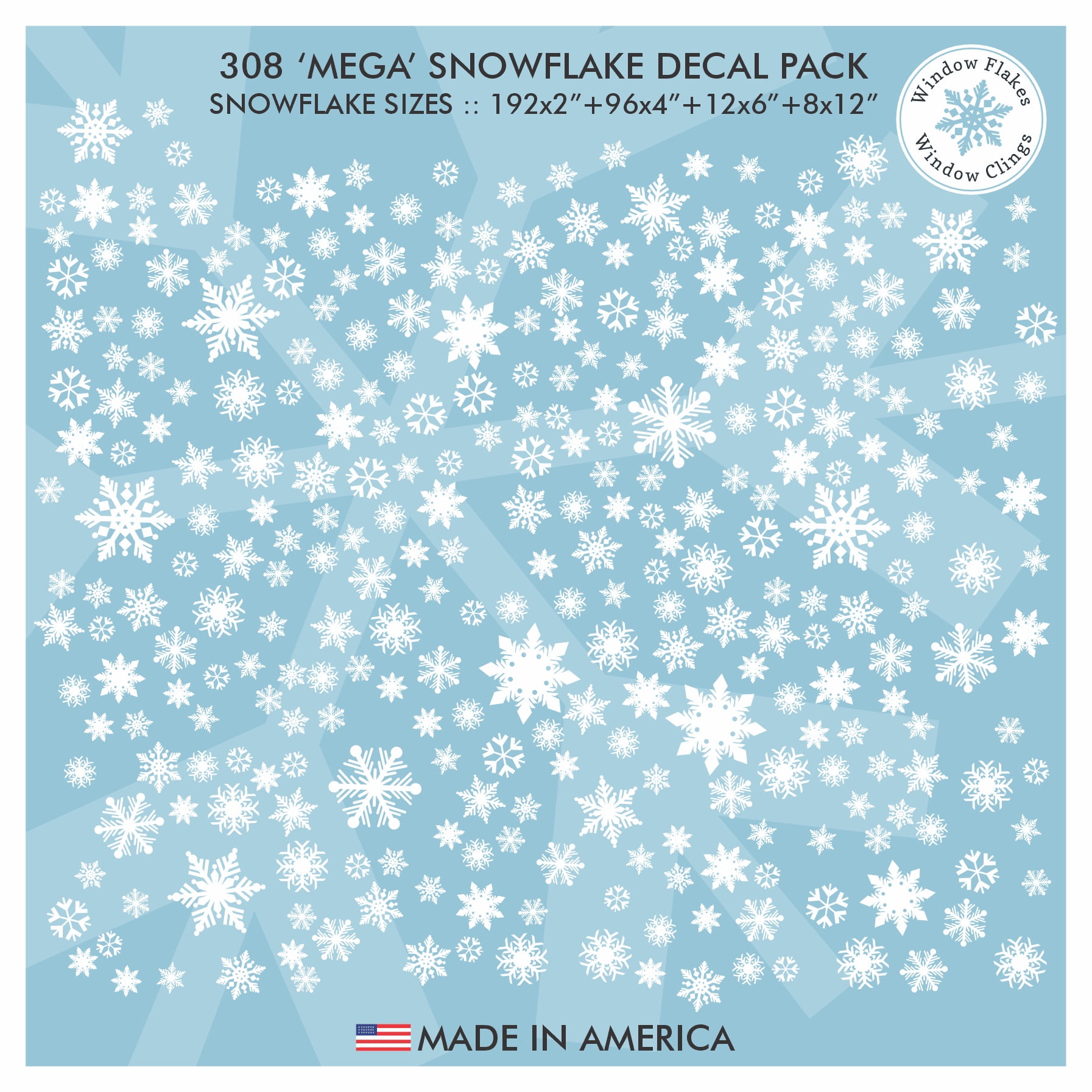 308 x Christmas Snowflake Window Cling Decals. Vinyl Snowflake Home ...